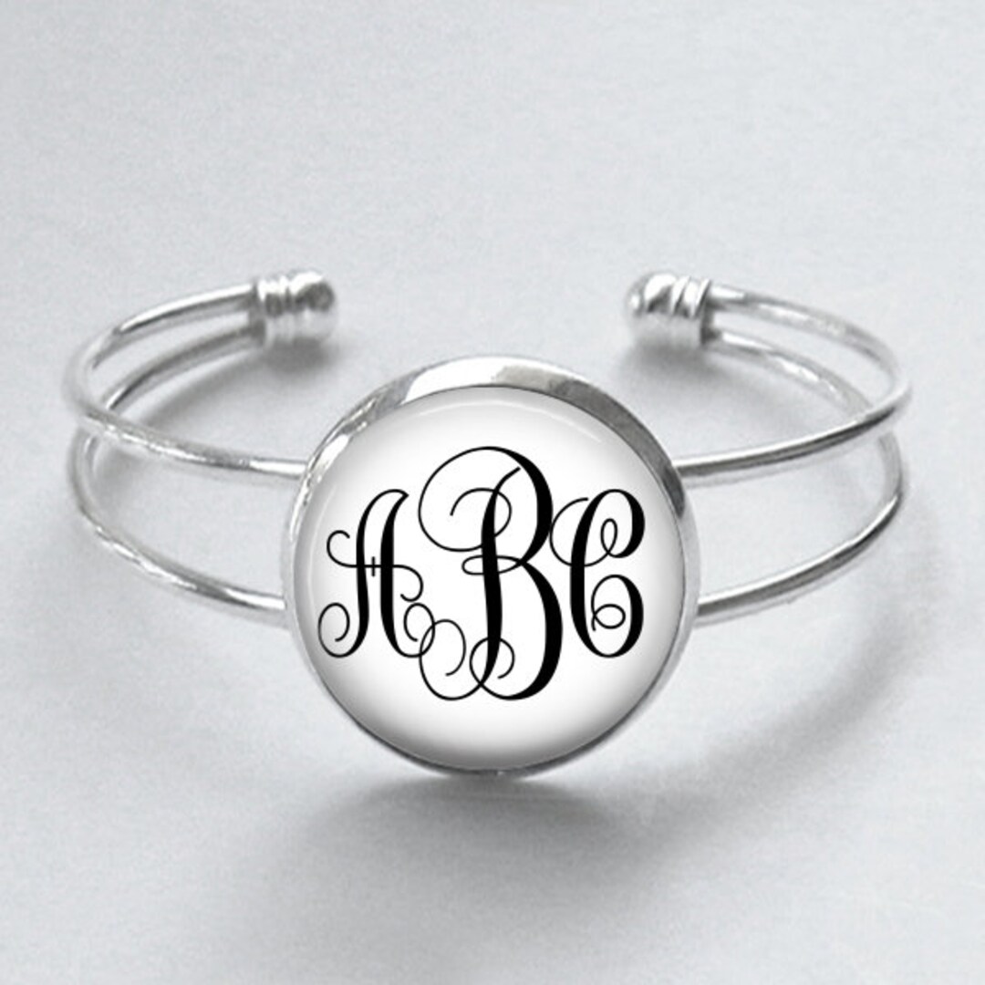 Custom Monogram Cuff Bracelet - Choice of Font and Color - Initials ...