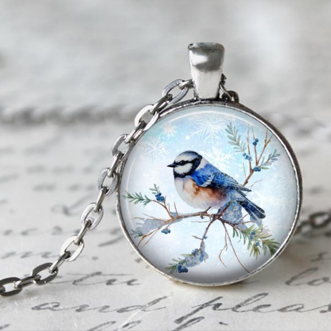 Winter Blue Bird Blue Bird Necklace, Winter Pendant, Bird Key Chain ...