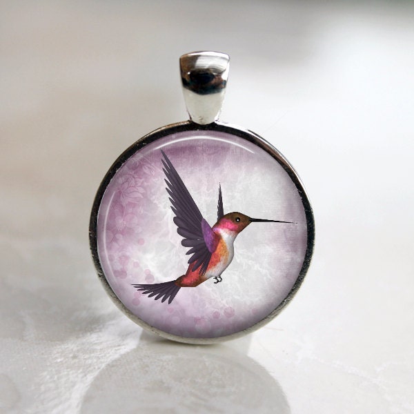 Purple Hummingbird Pendant, Necklace or Key Chain - Choice of 4 Colors ...