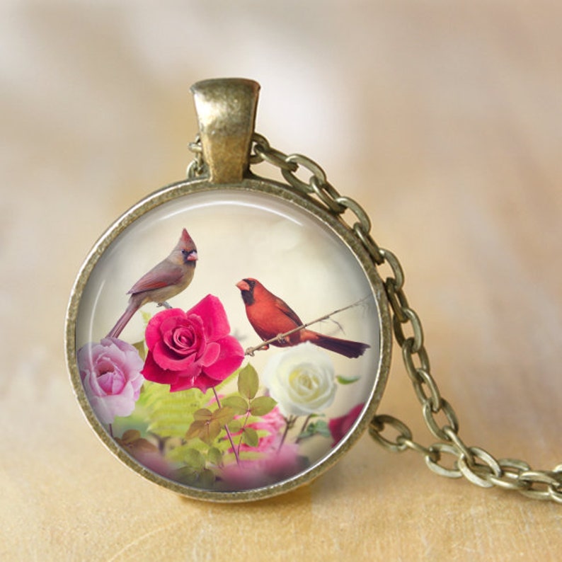 Cardinal Couple Pendant Necklace or Key Chain Cardinals - Etsy