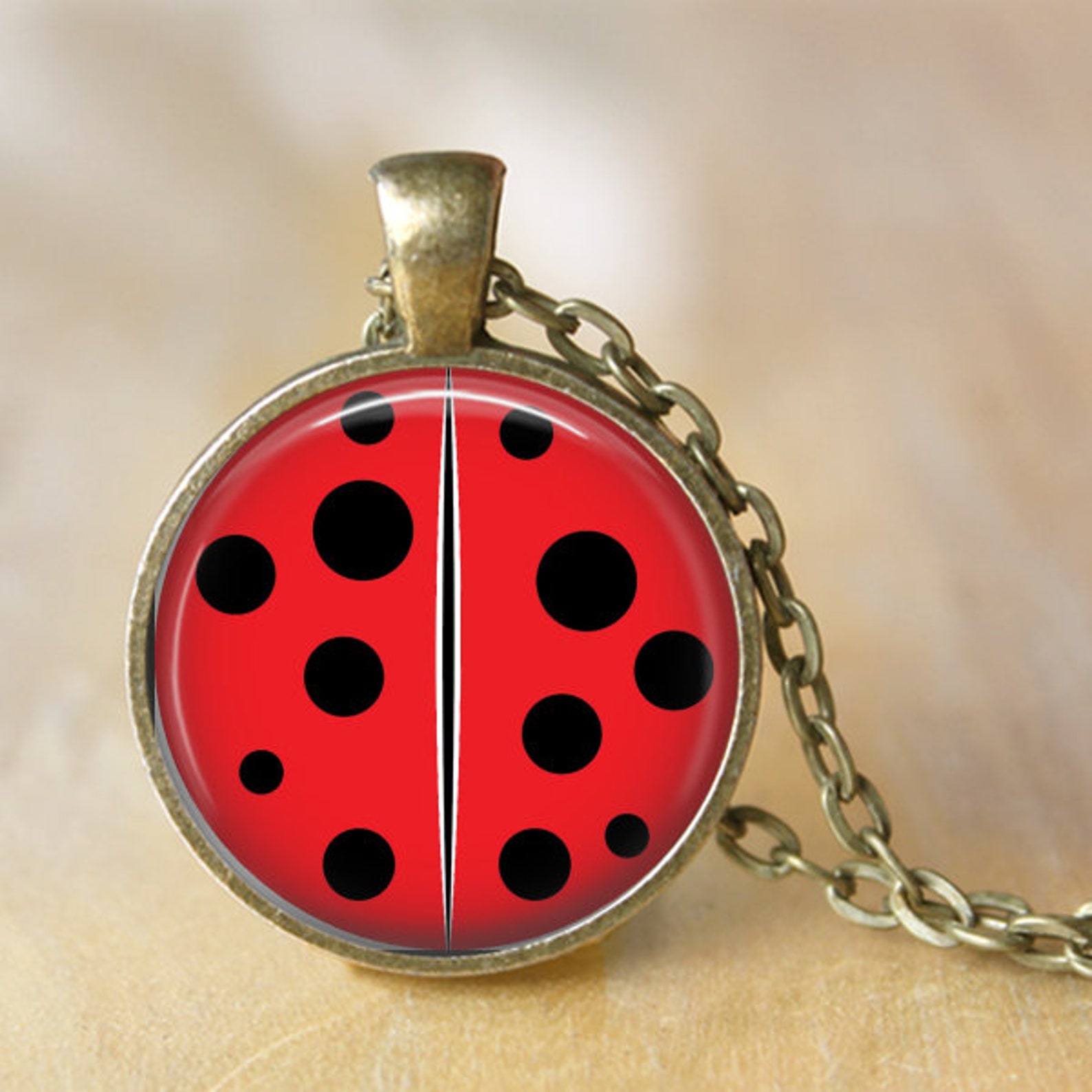 Ladybug Pendant Necklace or Key Chain Black Red Ladybug - Etsy