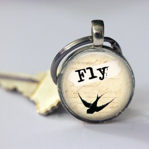 Fly - Inspirational Pendant Necklace or Key Chain - Choice of 4 Colors ...