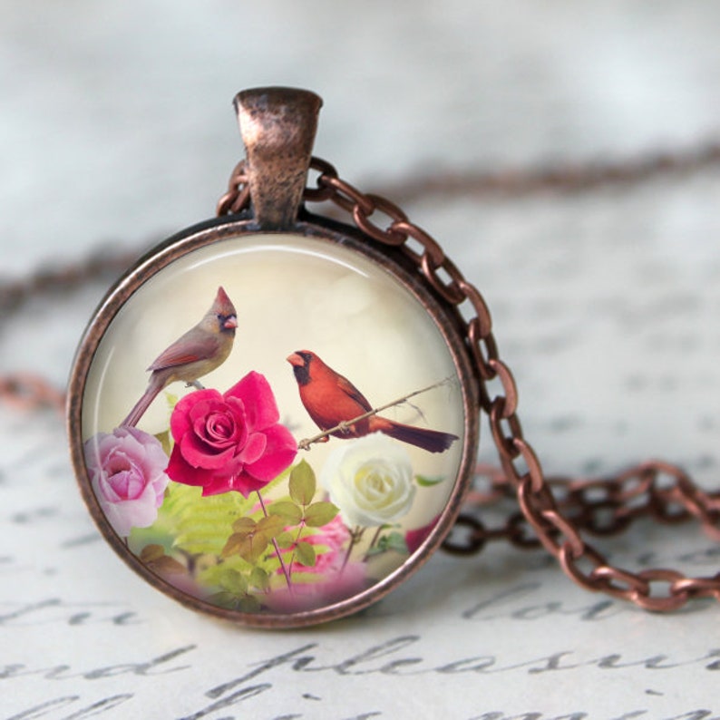 Cardinal Couple Pendant Necklace or Key Chain Cardinals - Etsy