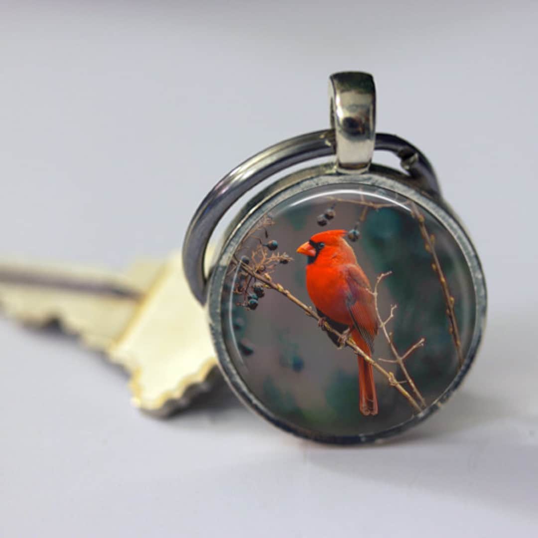 Forest Cardinal Pendant, Necklace or Key Chain - Red Cardinal Necklace ...