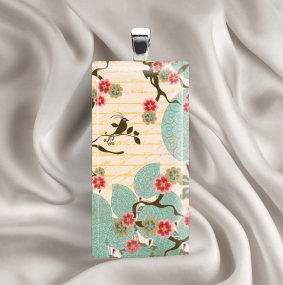 Japanese Garden - Glass Tile Pendant - Etsy