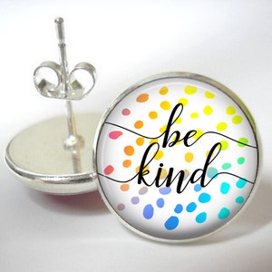 Be Kind Button Stud Earrings 12mm Stud Earrings Be Kind - Etsy