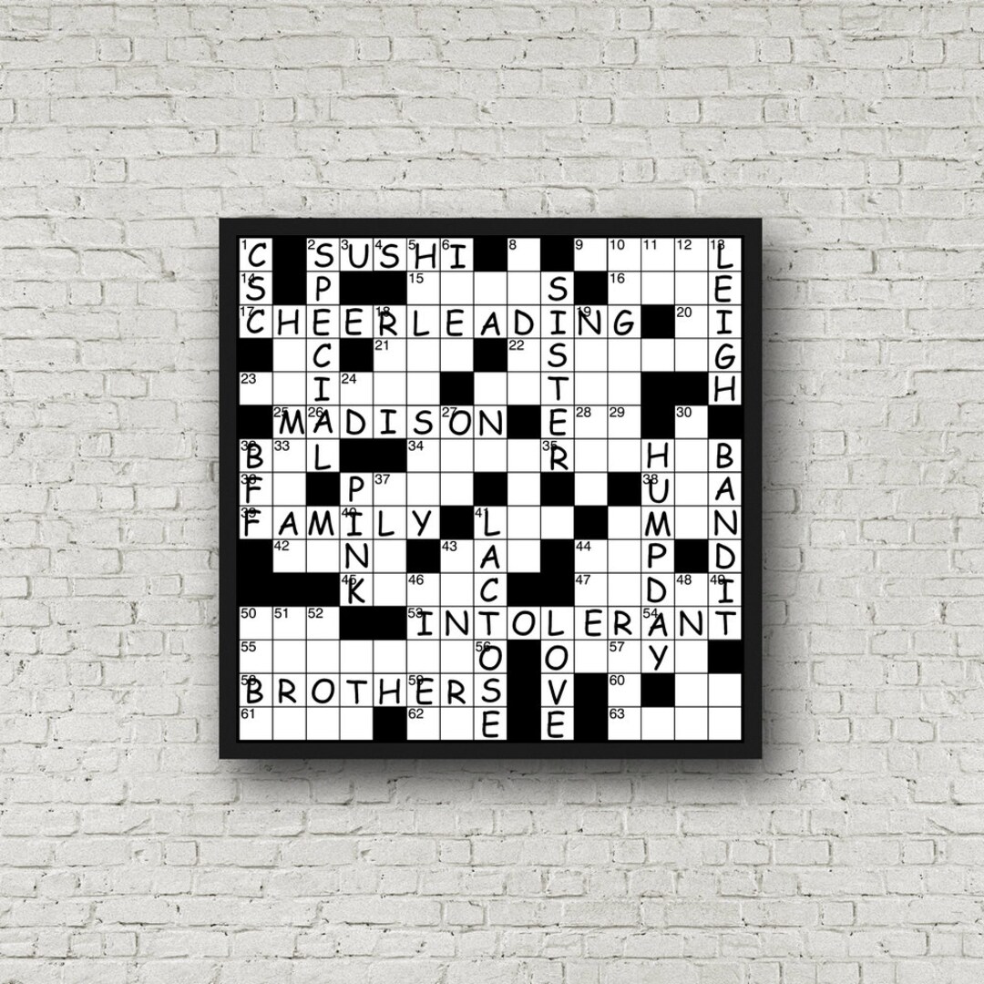 Custom Crossword Digital Print - Family Names, Descriptive Words, Etc ...