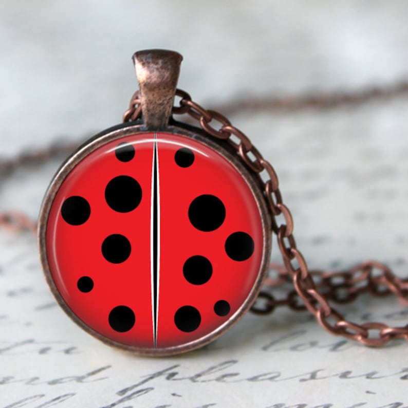 Ladybug Pendant Necklace or Key Chain Black Red Ladybug - Etsy