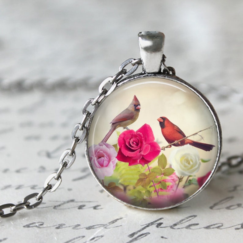 Cardinal Couple Pendant Necklace or Key Chain Cardinals - Etsy