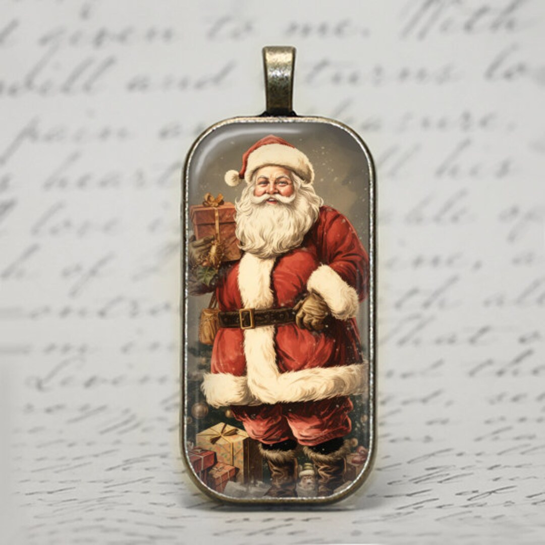 Holiday Santa Necklace, Key Chain, Pendant or Ornament, Santa Ornament ...