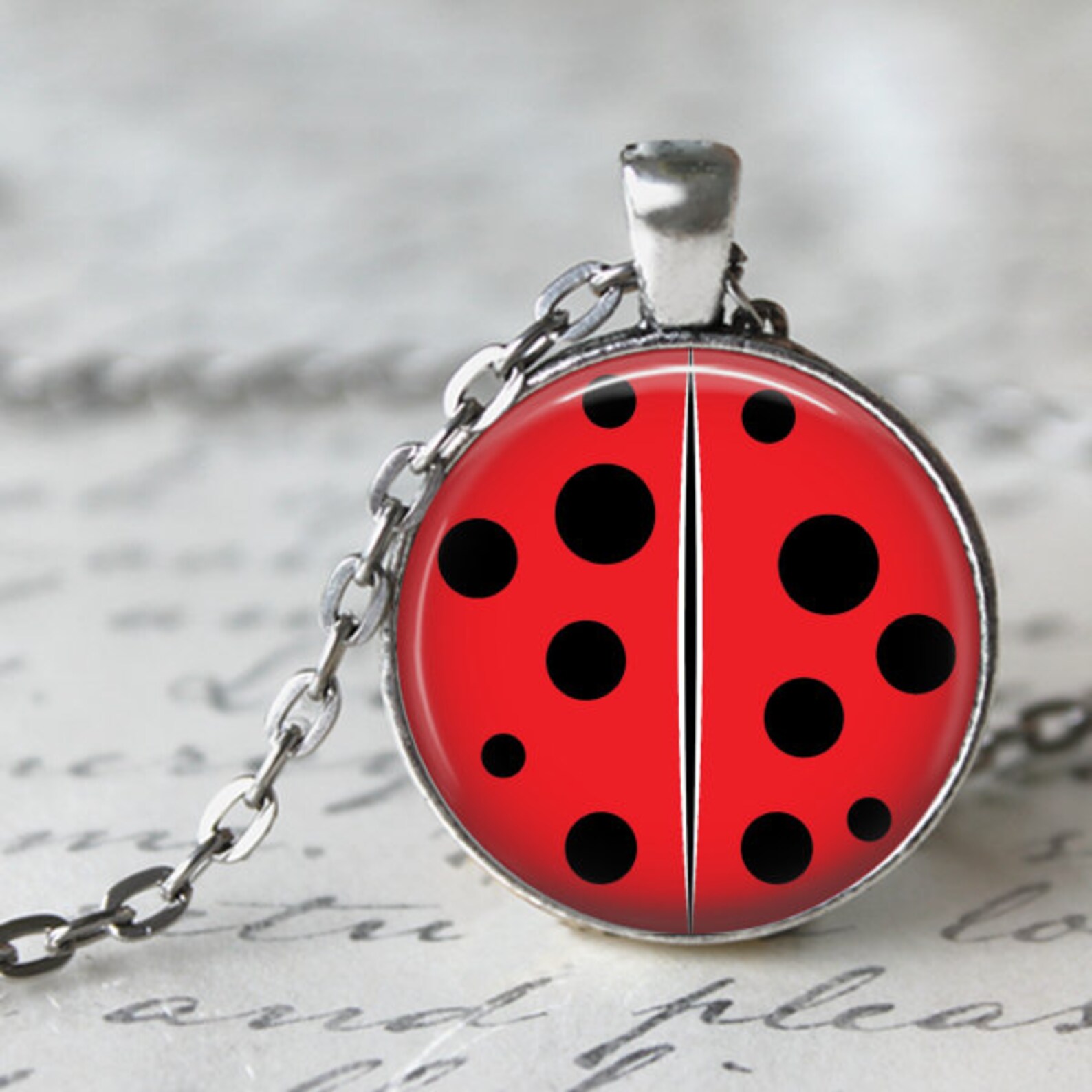 Ladybug Pendant Necklace or Key Chain Black Red Ladybug - Etsy