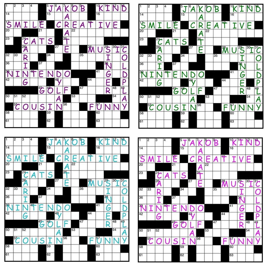 Custom Crossword Digital Print Family Names Descriptive - Etsy