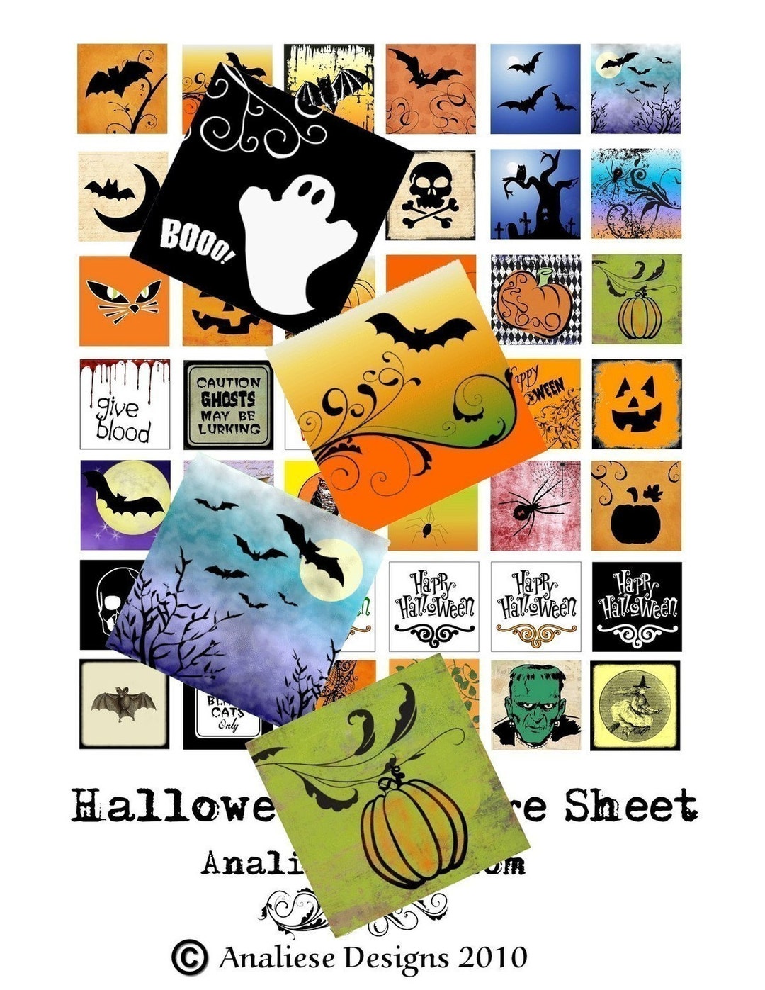 Funky Halloween - Instant Download - Digital Collage Sheet - 1 Inch ...