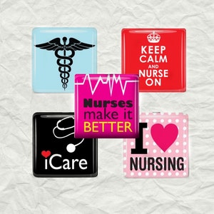 Nursing Magnet Set - Nurses - Glass Tile Magnet Set - Etsy