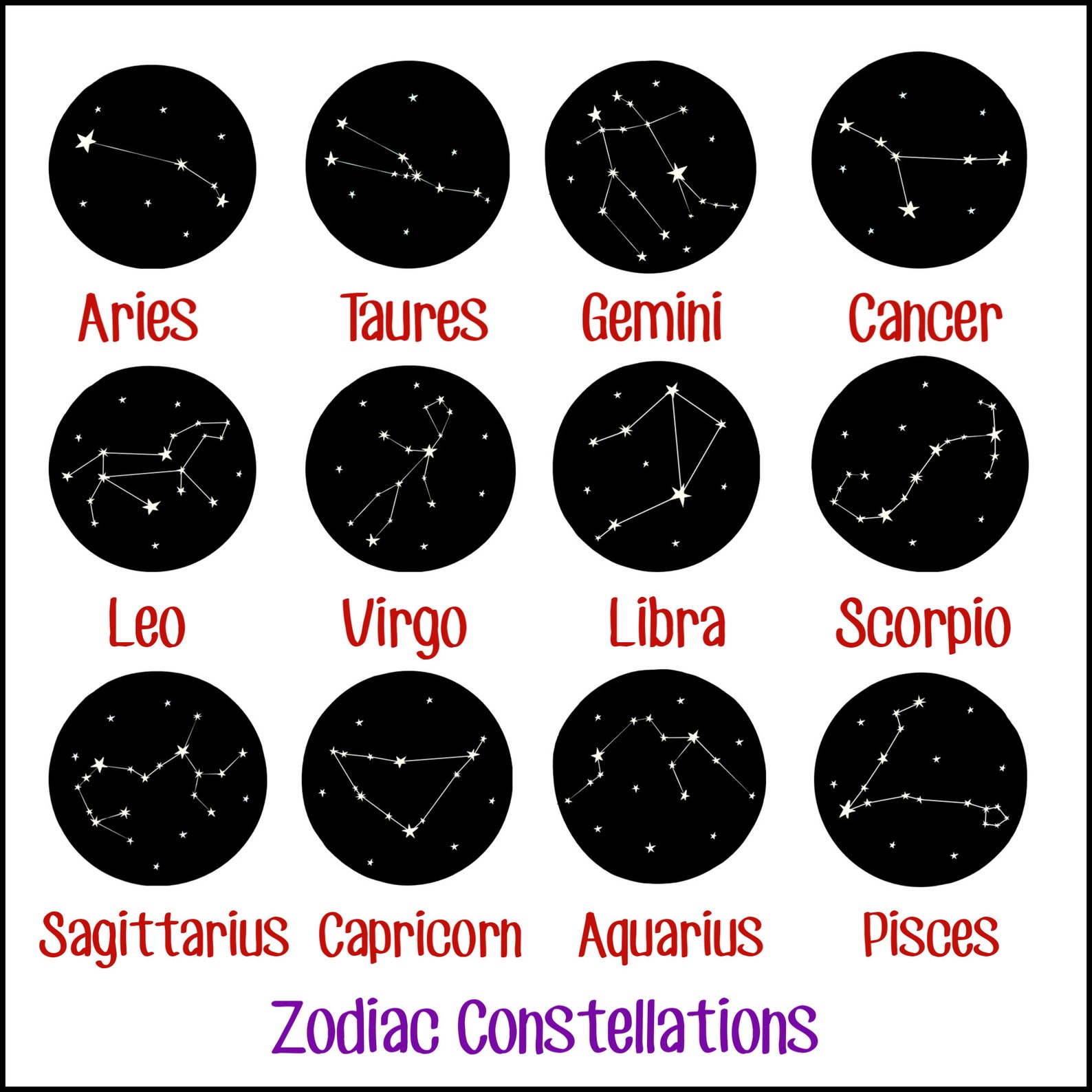 Zodiac Constellation Pendant, Necklace or Key Chain - Choice of ...
