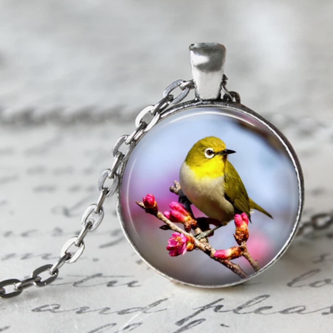 Little Yellow Bird Pendant - Bird Necklace, Bird Key Chain, Pink ...