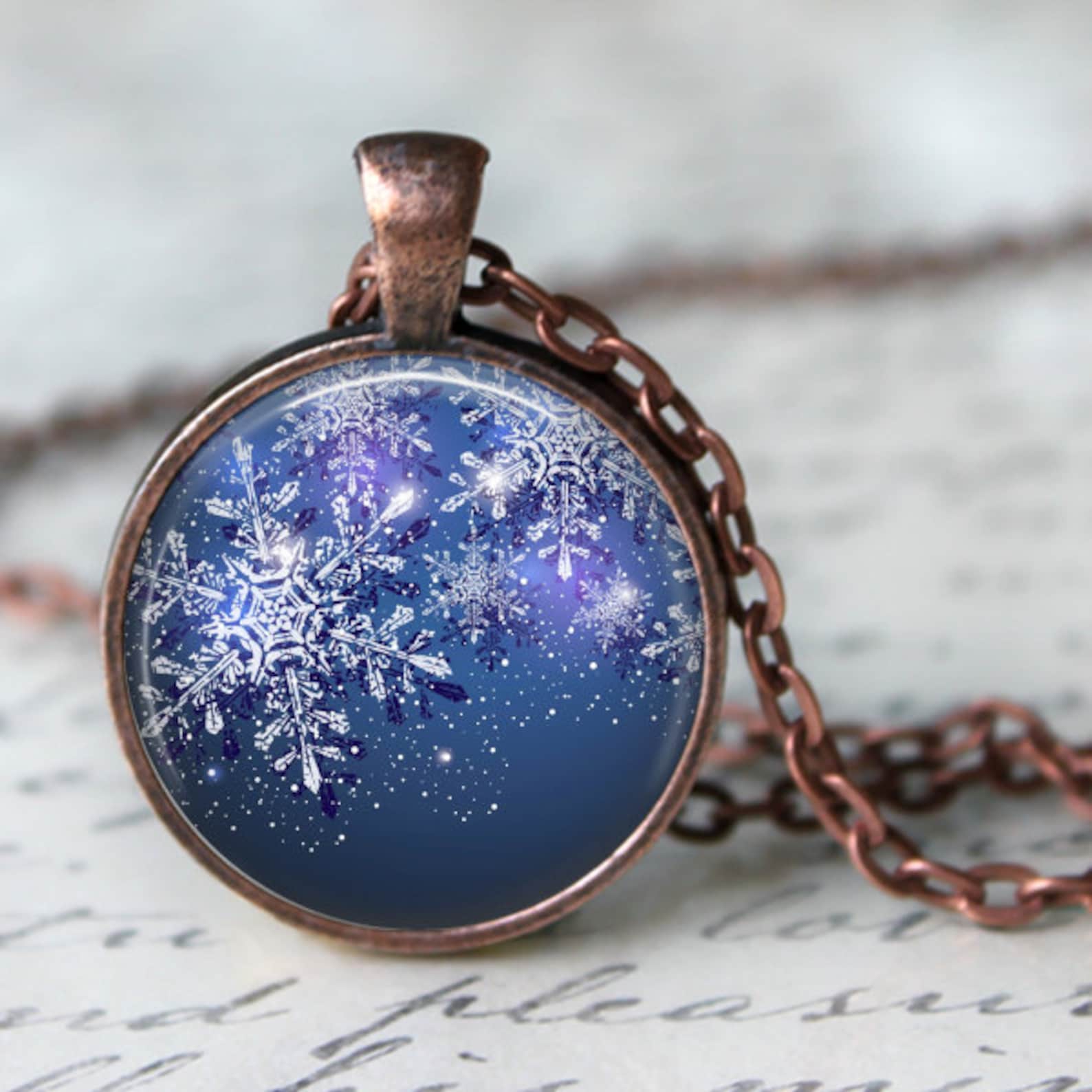 Shimmering Snowflakes Pendant, Necklace or Key Chain - Snowflake ...