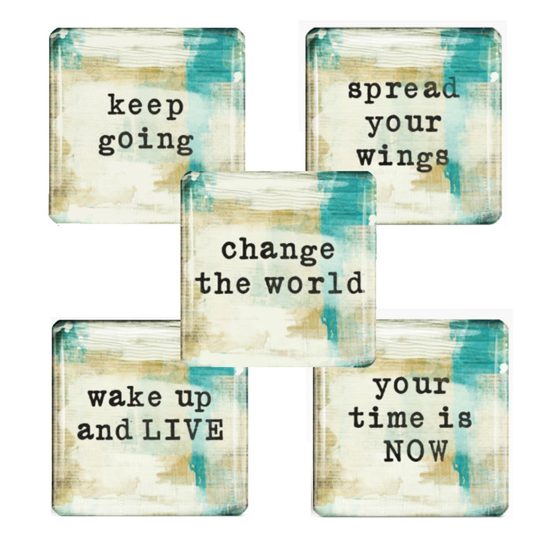 Words of Inspiration Magnet Set - Glass Tile Magnet Set - Etsy