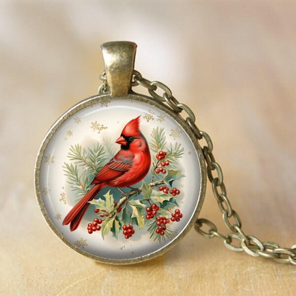 Red Cardinal Gold Necklace - Etsy