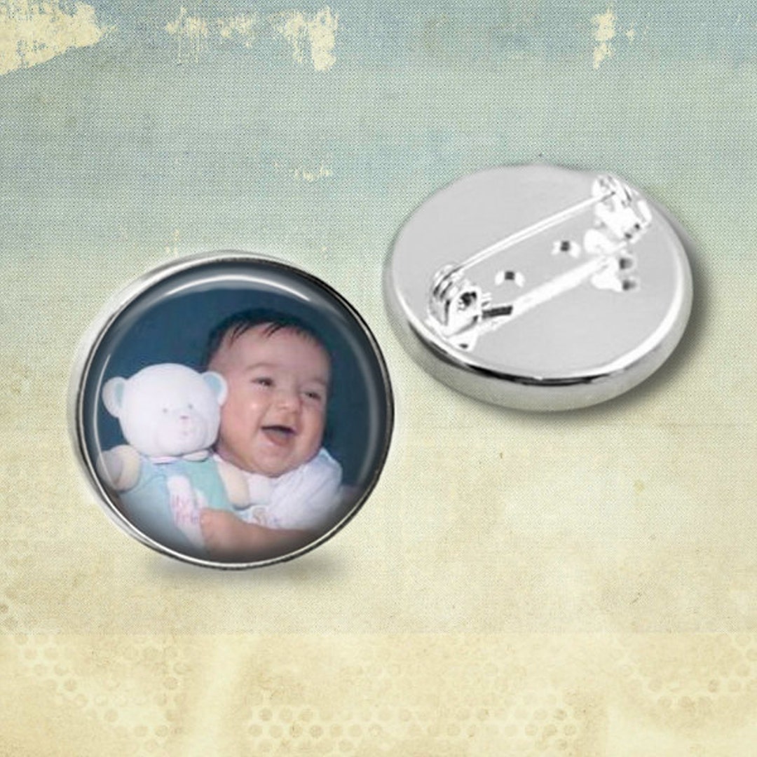 Custom Photo Brooch or Lapel Pin - Personalized Pin - 1 Inch Round ...