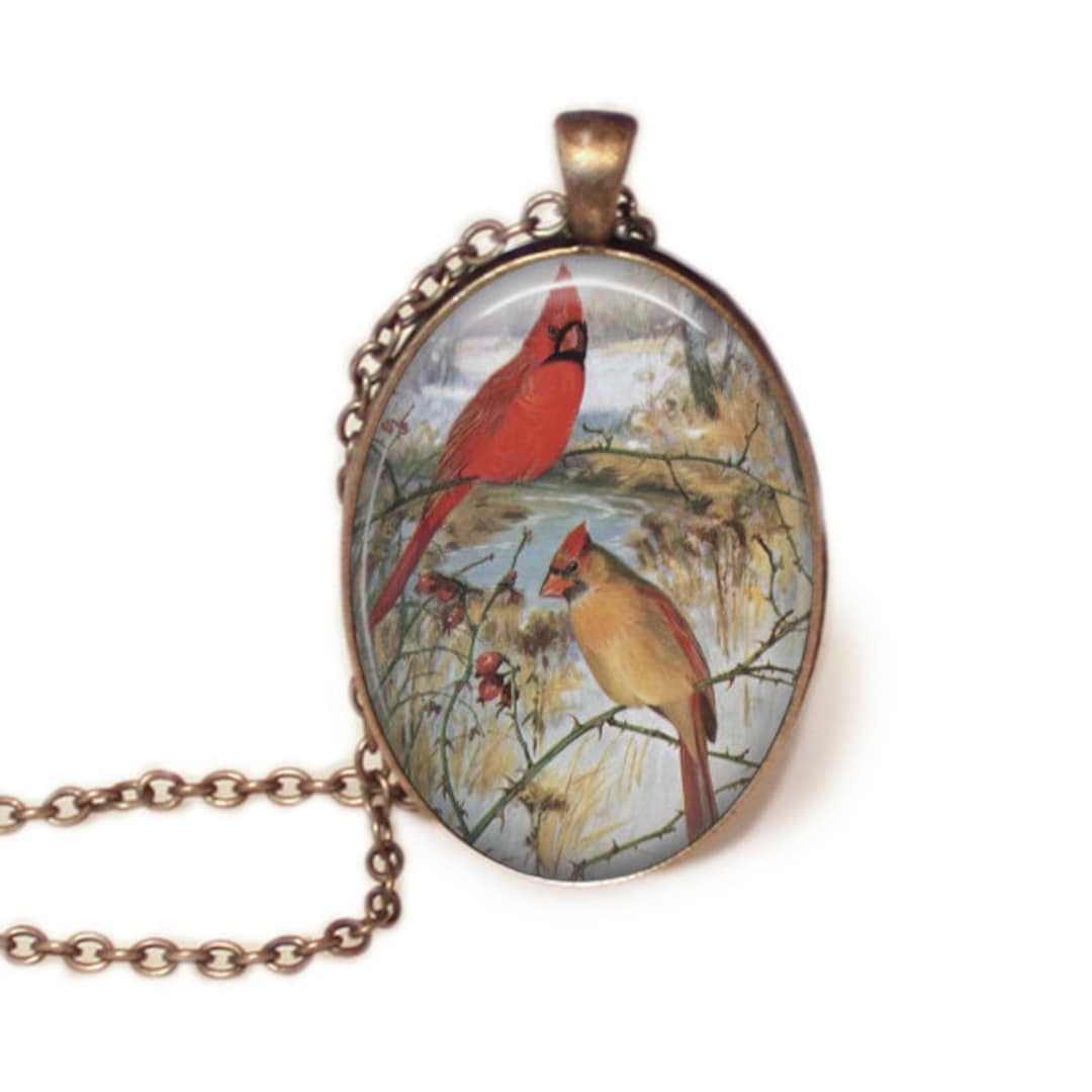 Cardinals Pendant, Cardinals Necklace, Male and Female Cardinal, Bird ...