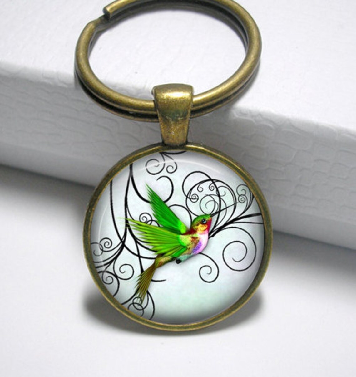 Green Hummingbird Pendant Necklace or Key Chain Hummingbird | Etsy