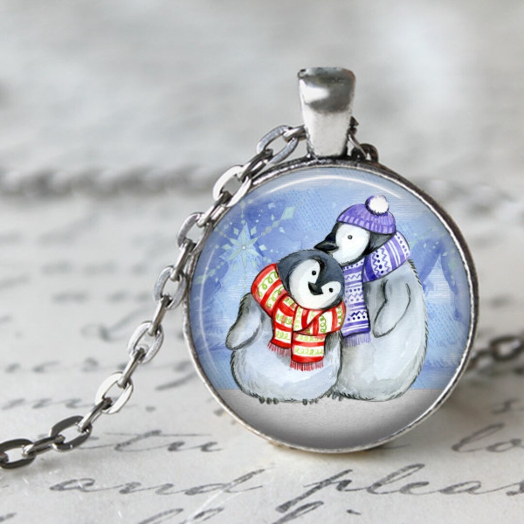Penguin Pair - Penguin Necklace, Penguin Pendant, Penguin Key Chain ...