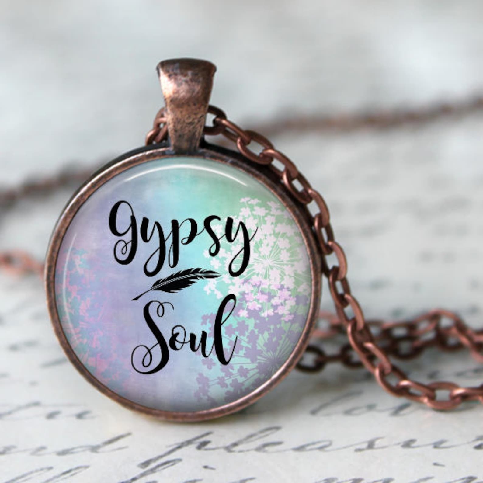 Gypsy Soul Pendant Necklace or Key Chain Choice of 4 Bezel - Etsy