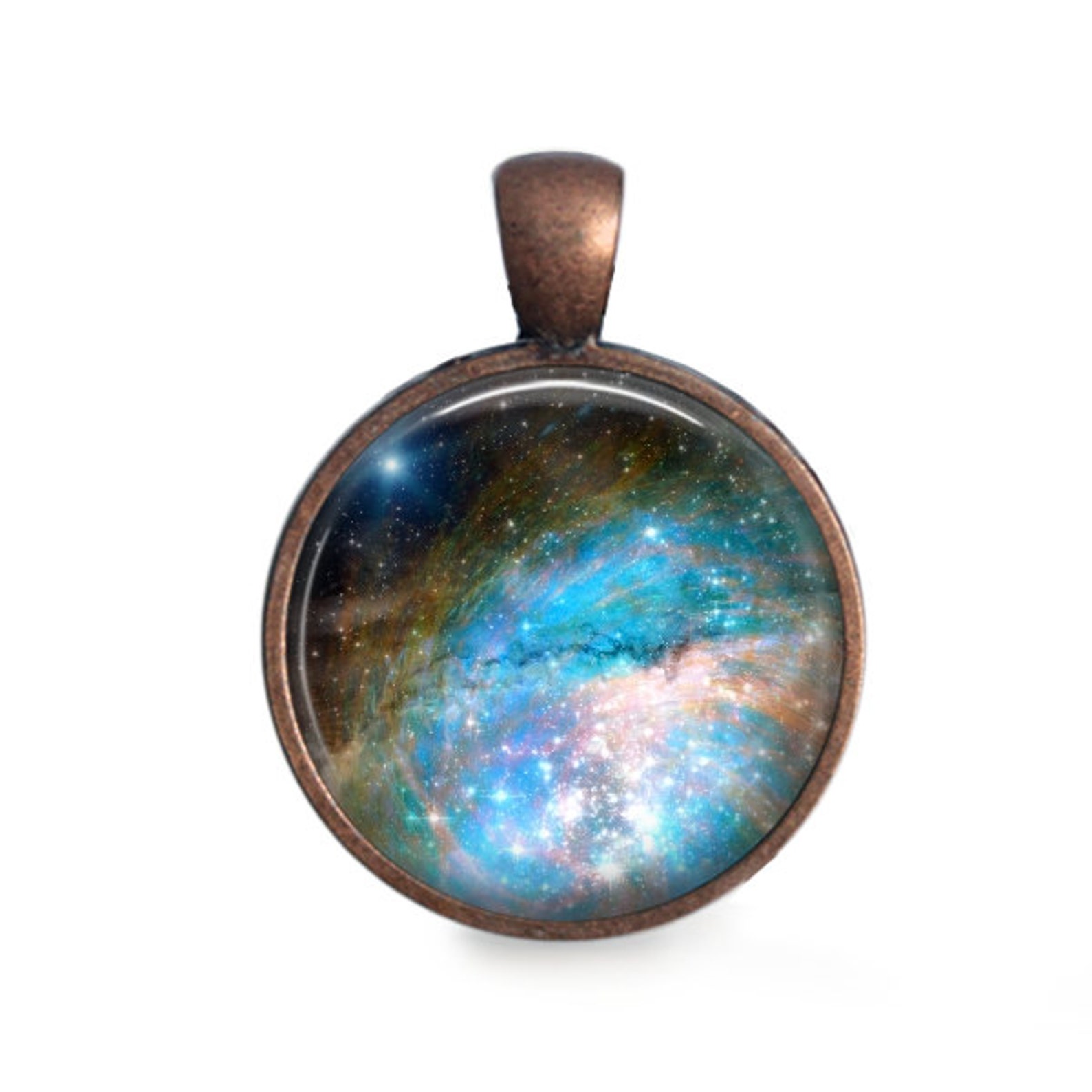 Bright Blue Nebula Space Pendant Necklace or Key Chain | Etsy