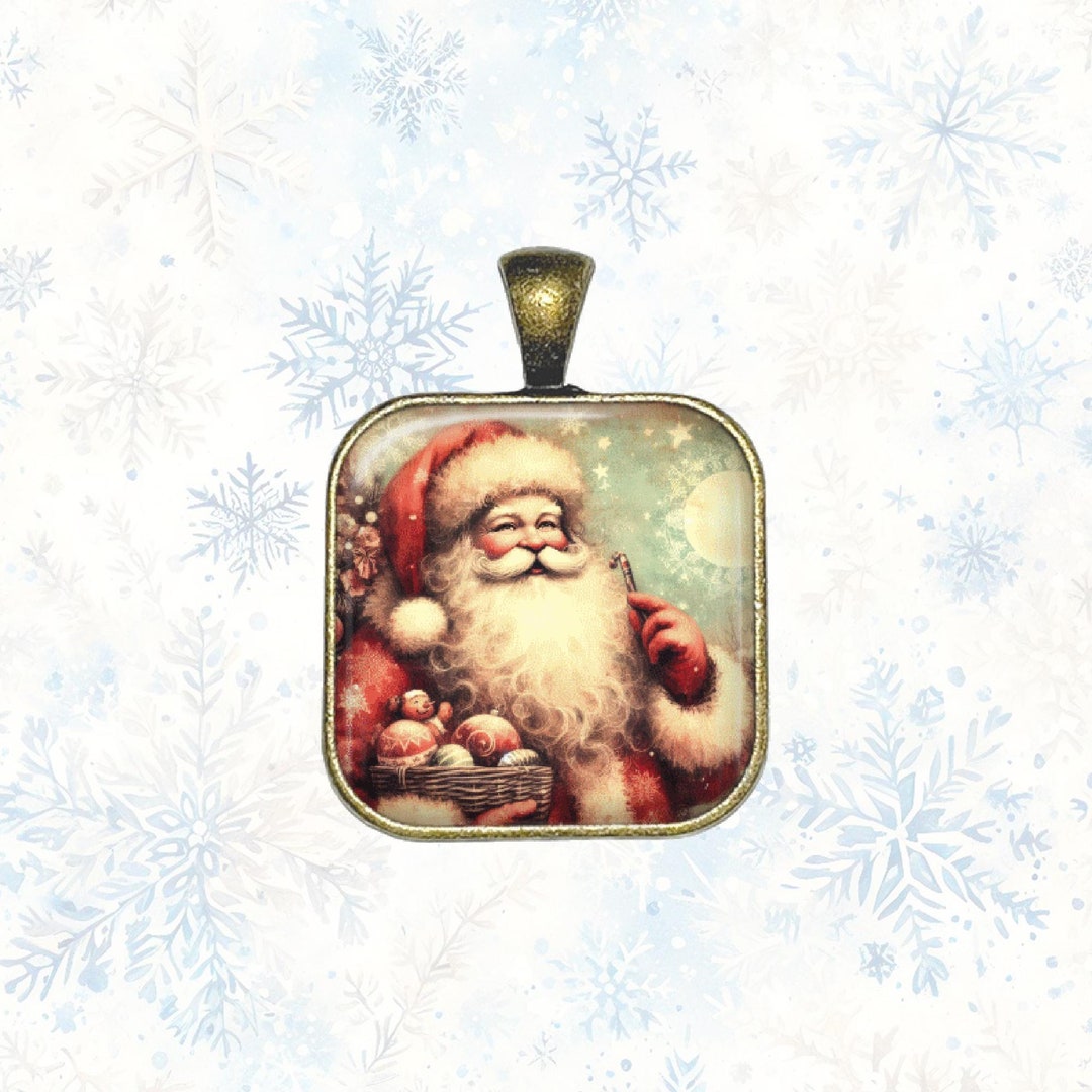 Santa Necklace - Holiday Pendant, Santa Pendant, Winter, Holiday ...