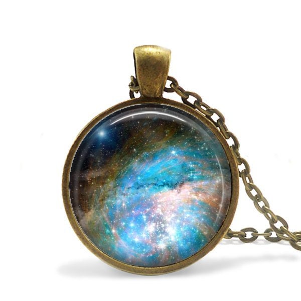 Bright Blue Nebula - Space Pendant Necklace or Key Chain - Space ...