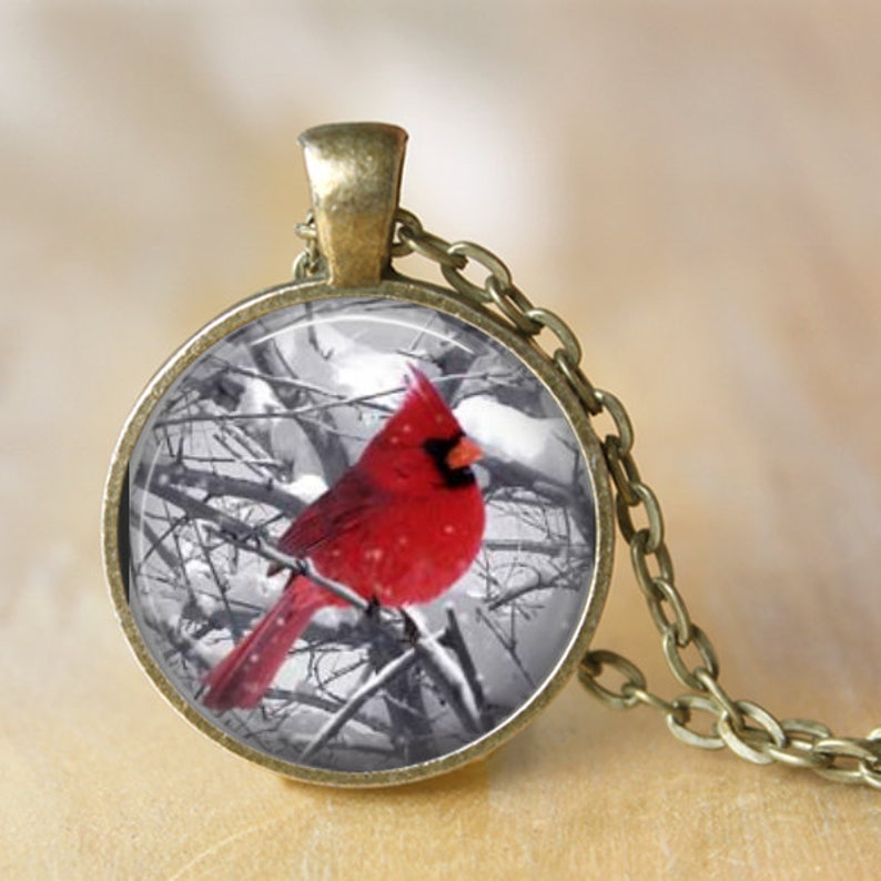 Snowy Cardinal Pendant Necklace or Key Chain Cardinal - Etsy