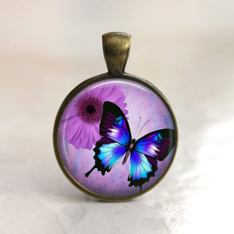 Pretty Purple Butterfly Pendant Necklace or Key Chain in Your - Etsy