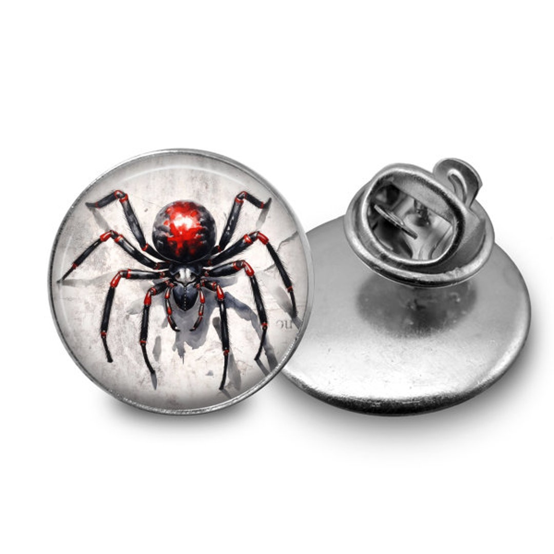 Black Widow Spider Tie Tack, Spider Pin, Black Widow Pin, Halloween ...