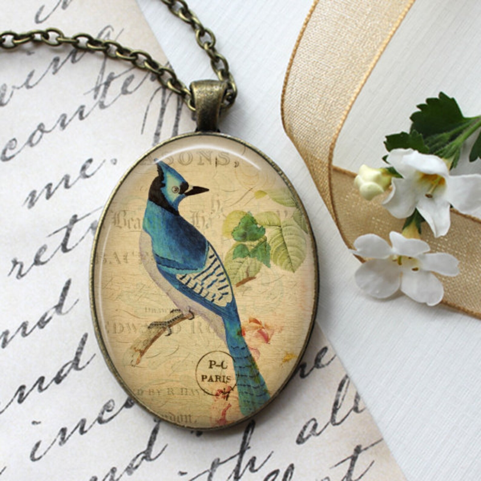 Blue Jay Pendant, Blue Jay Necklace, Bird Necklace, Vintage Blue Jay ...