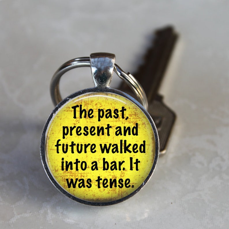 The Past Present and Future Walk Into a Bar Joke Pendant - Etsy