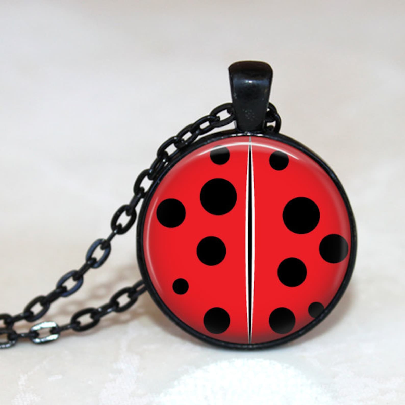 Ladybug Pendant Necklace or Key Chain Black Red Ladybug - Etsy