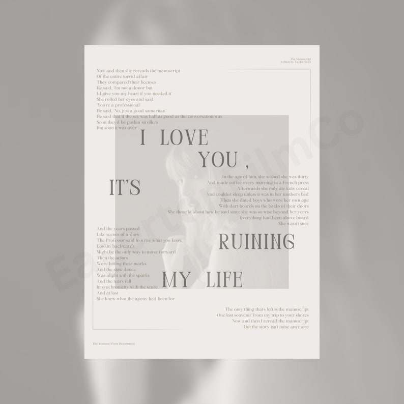 Taylor Swift the Tortured Poets Department the Manuscript Wall Art ...