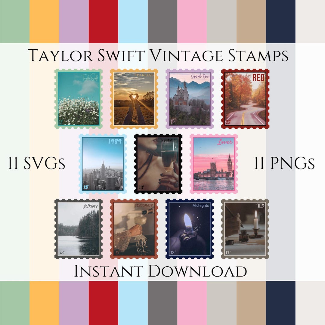 Taylor Swift Vintage Stamps PNG SVG Instant Download Circuit Crafts ...