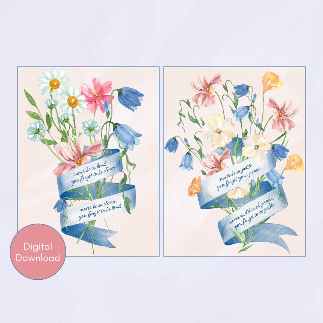 Inspirational Poster Set Taylor Swift Folklore Pink Blue Floral Wall ...