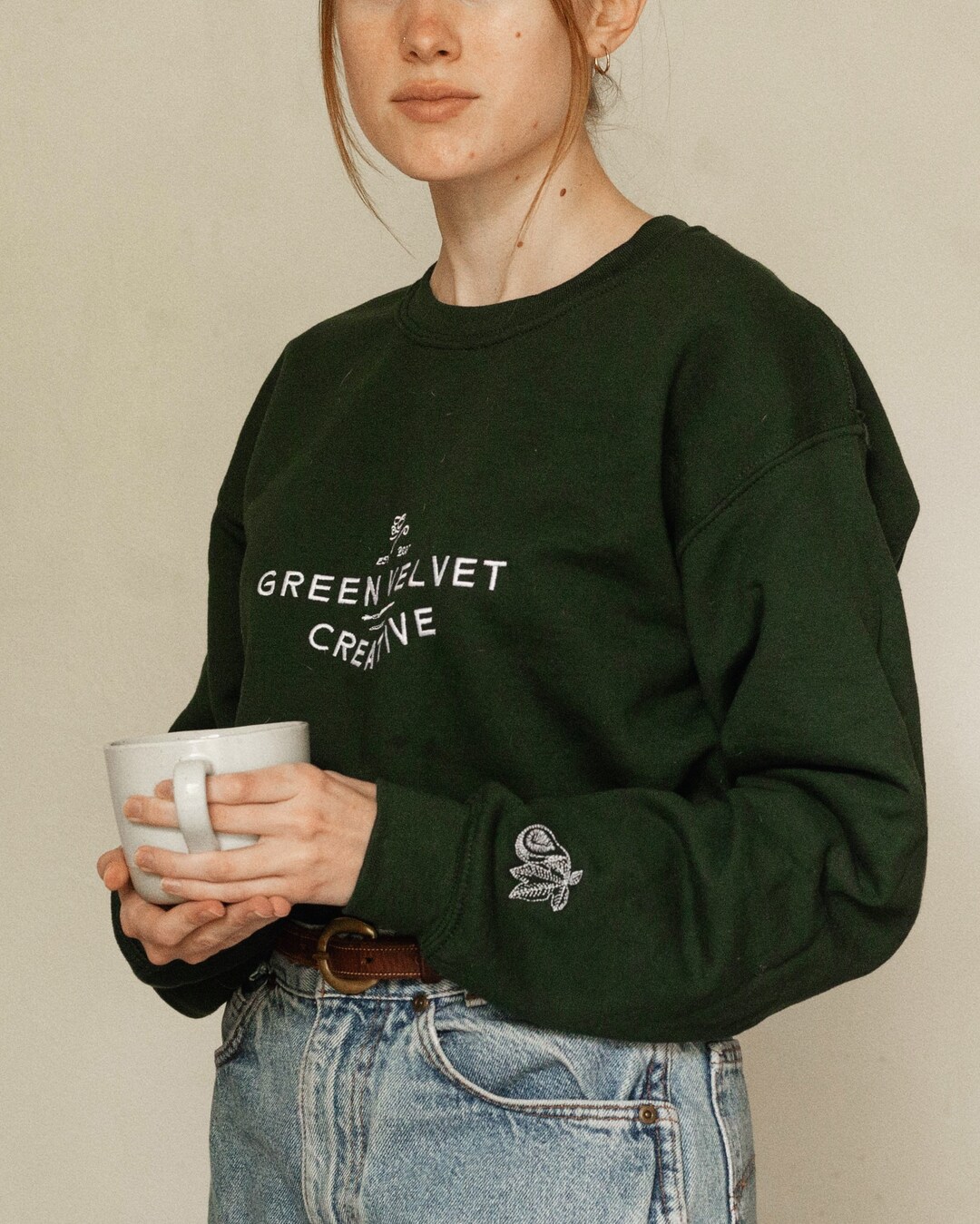 Green Velvet Merch Sweatshirt | Comfy Dark Academia Artist Logo Sweater ...