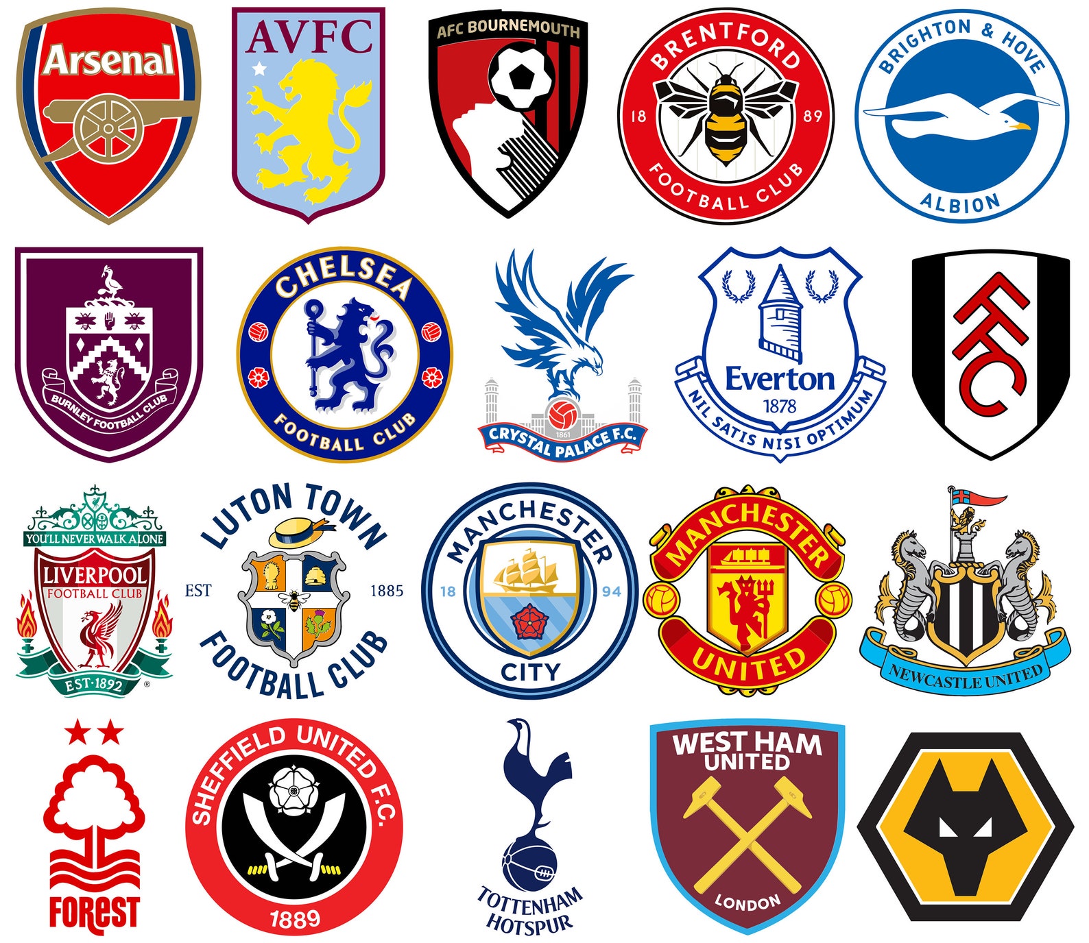 Premier League Teams Logos PDF, PSD, SVG, Jpg, Cdr - Etsy