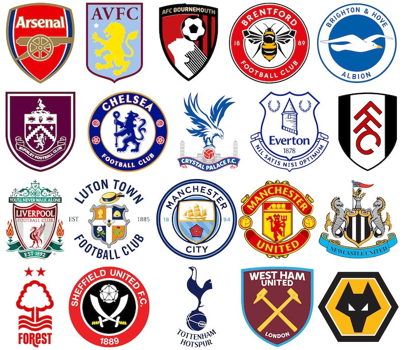 Premier League Teams Logos PDF, PSD, SVG, Jpg, Cdr - Etsy Australia