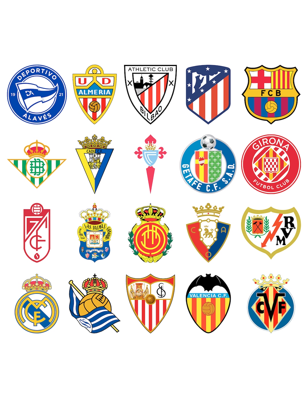 LA LIGA Team Logos Digital Download Pdf Psd Cdr Svg - Etsy UK