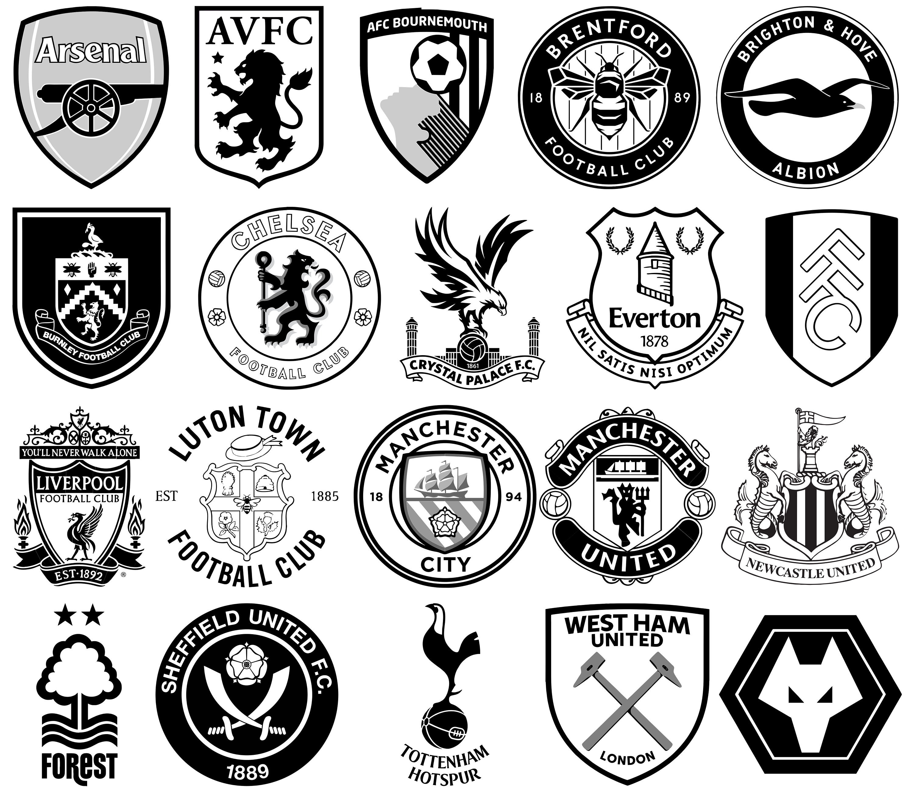 Premier League Teams Logos PDF, PSD, SVG, Jpg, Cdr - Etsy