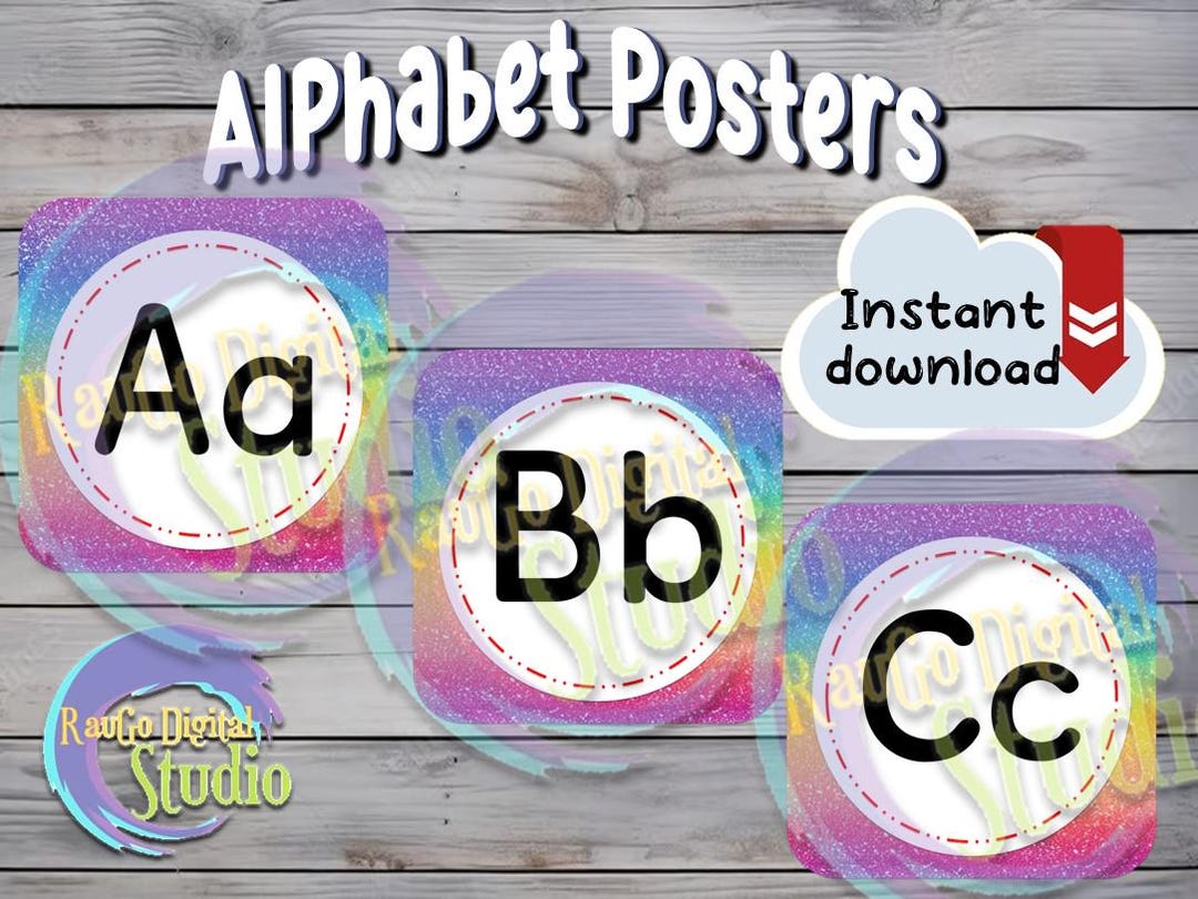 Glitter Alphabet Poster for Classrooms | Colorful Printable | ABC Chart ...
