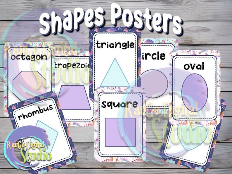 Unicorn Geometric Shape Posters | Teach Shapes in a Fun Way | Digital ...