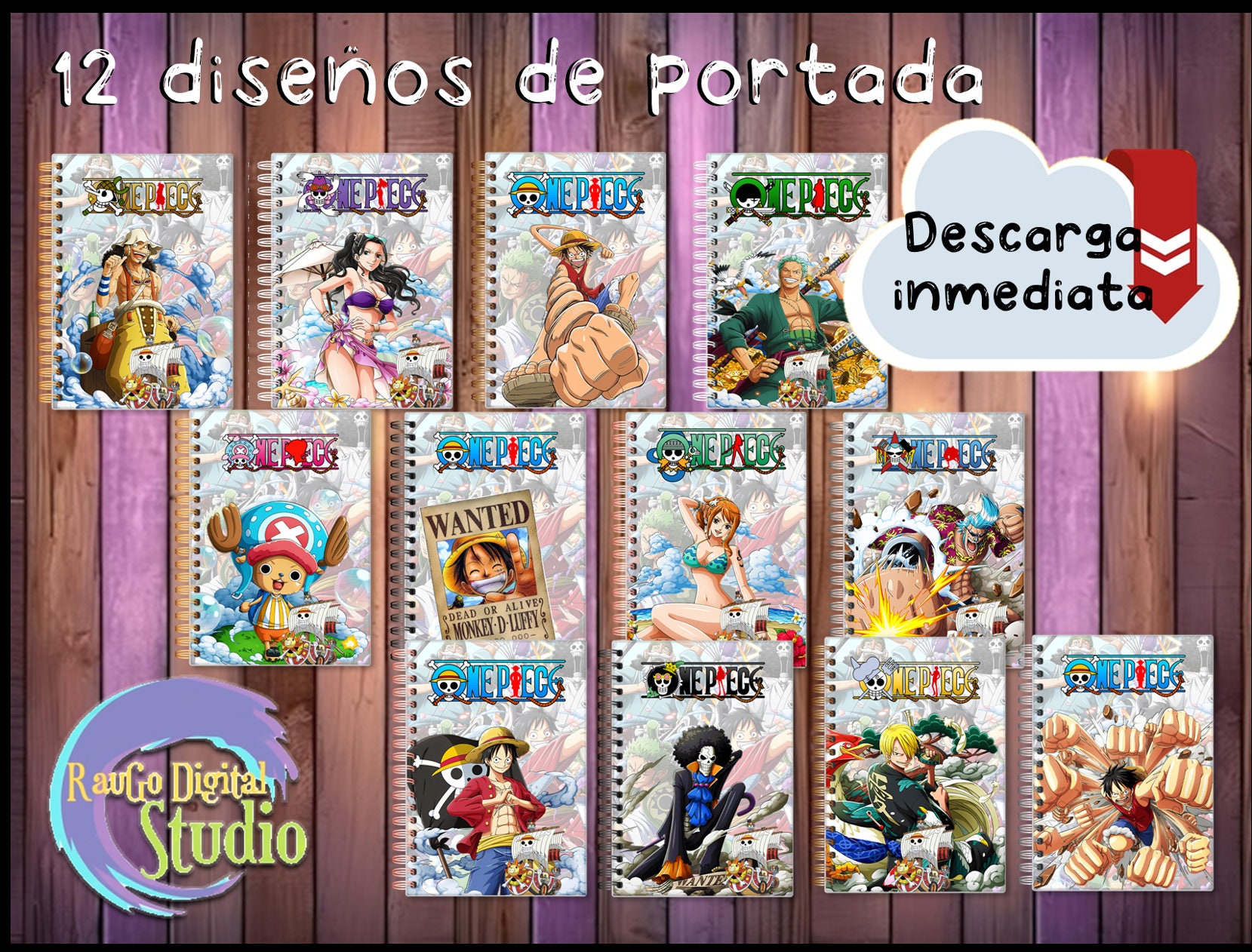 One Piece Printable Notebooks Immediate Download JPG Covers Includes ...