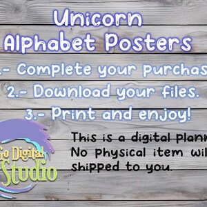 Unicorn Alphabet Poster | Fun ABC Chart for Kids | Digital Download ...