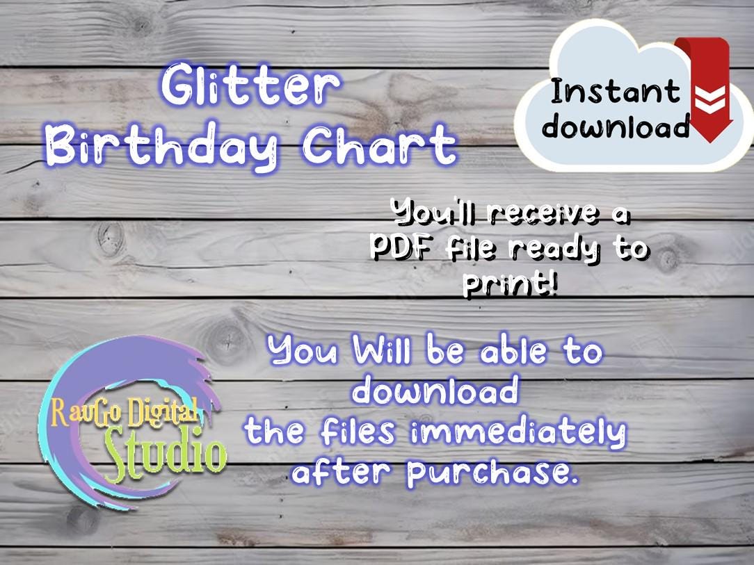 Glitter Birthday Chart for Classrooms | Printable | Student Birthday ...